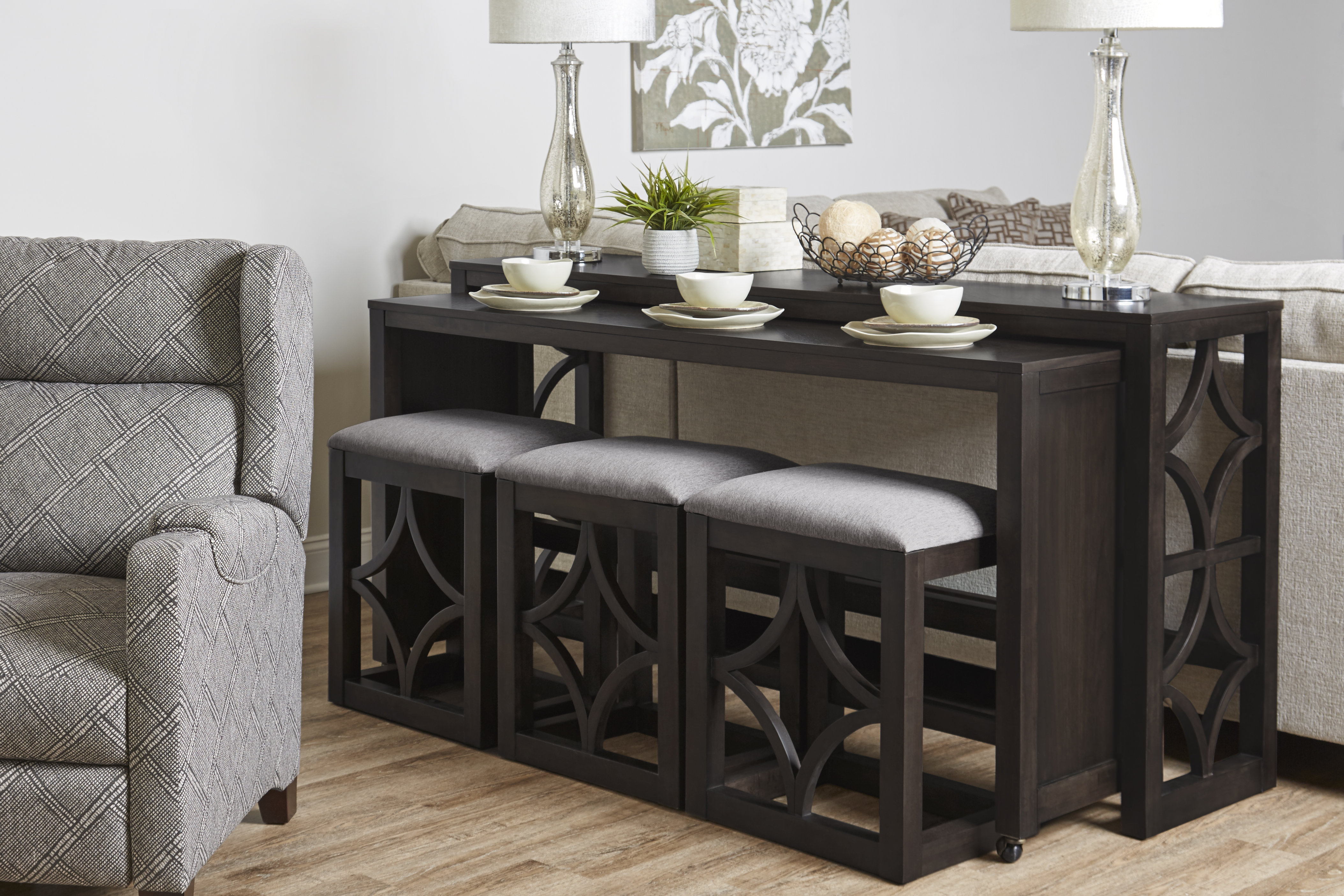 Wildon Home® Wallace 72" Long Rolling Console & 3-Stool Set & Reviews - Wayfair Canada